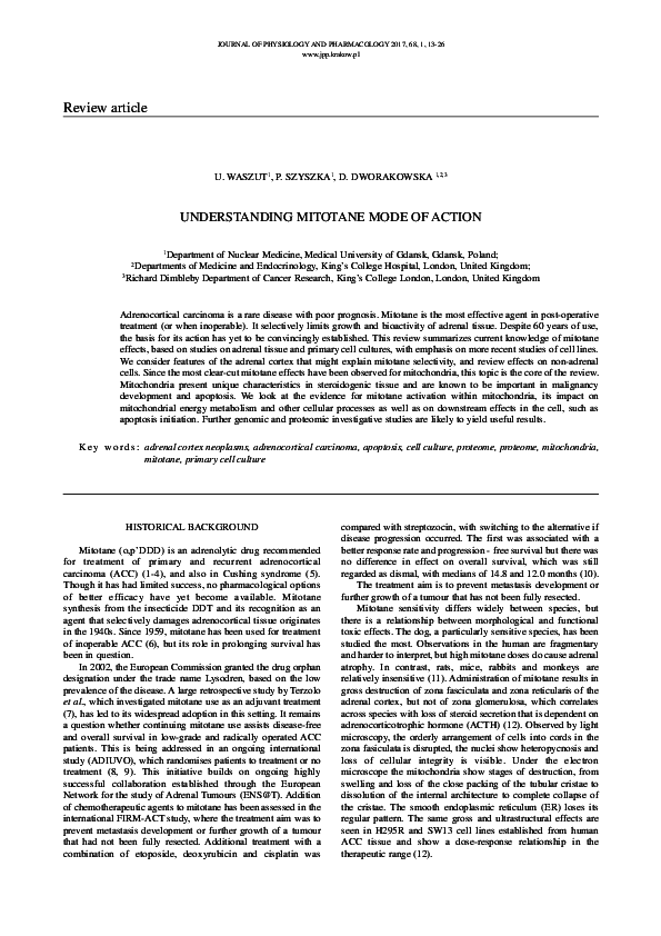 (PDF) Understanding mitotane mode of action.