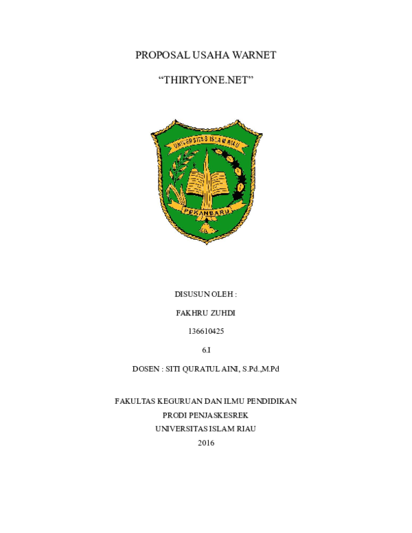 (DOC) PROPOSAL USAHA WARNET.docx cover | Fahru Zuhdi - Academia.edu