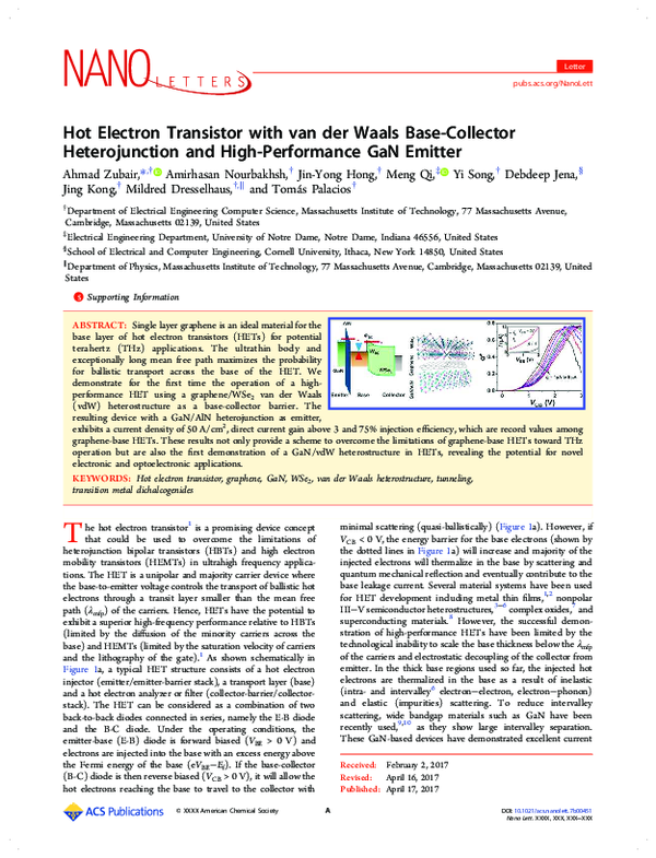 (PDF) Hot Electron Transistor with van der Waals Base-Collector ...