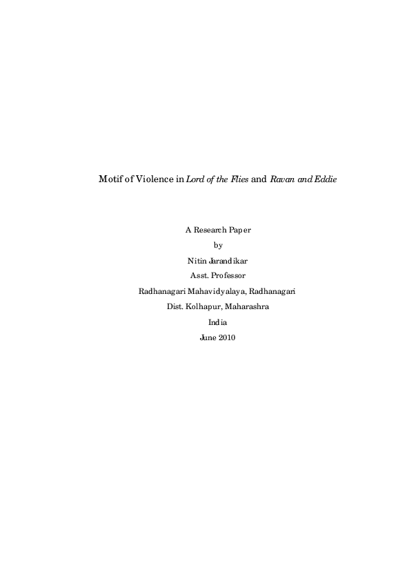 (PDF) Motif of Violence in Lord of the Flies and Ravan and Eddie