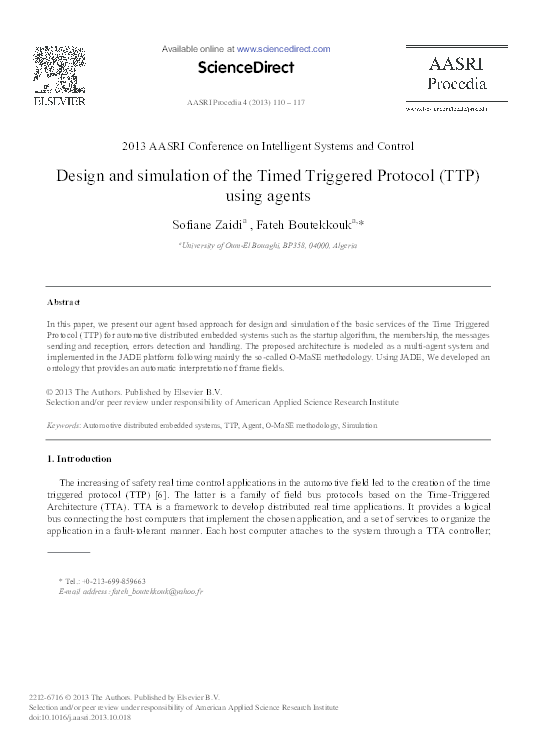 (PDF) Design and Simulation of the Timed Triggered Protocol (TTP) Using ...