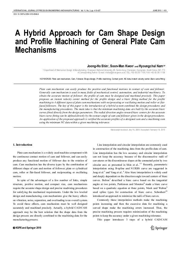 (PDF) A hybrid approach for cam shape design and profile machining of ...