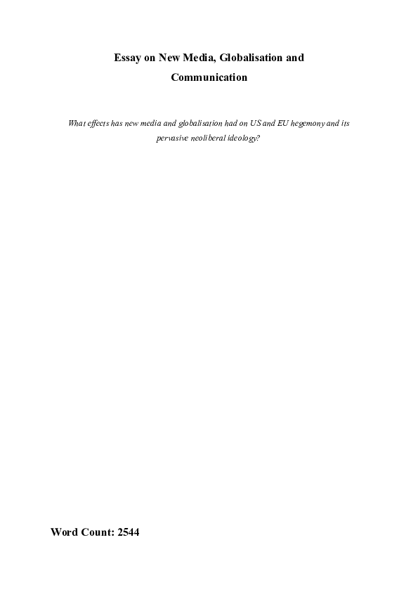 (DOC) Essay on New Media, Globalisation and Communication