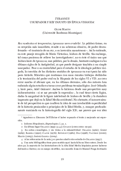 (PDF) Tyrannus. Usurpador y rey injusto en época visigoda