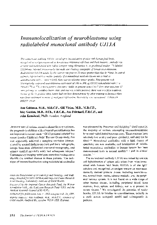 (PDF) Immunolocalization of neuroblastoma using radiolabeled monoclonal ...