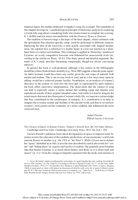 (PDF) The Closure of Space in Roman Poetics: Empire's Inward Turn, by ...