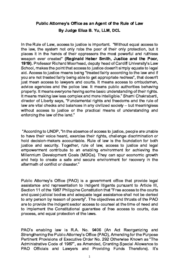 (PDF) Public Attorney's Office as an Agent of the Rule of Law