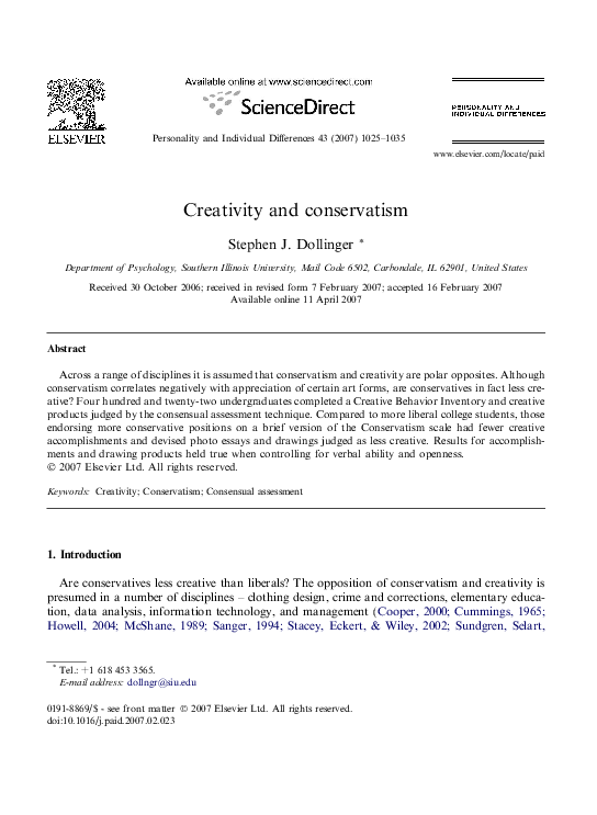 (PDF) Creativity and conservatism