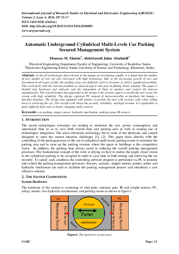 (PDF) Automatic Underground Cylindrical Multi-Levels Car Parking ...