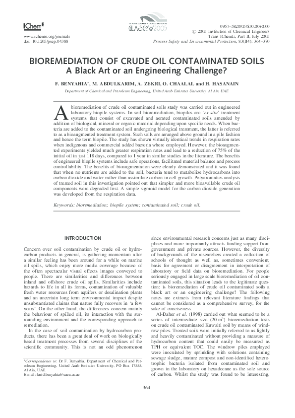 (PDF) Bioremediation of Crude Oil Contaminated Soils
