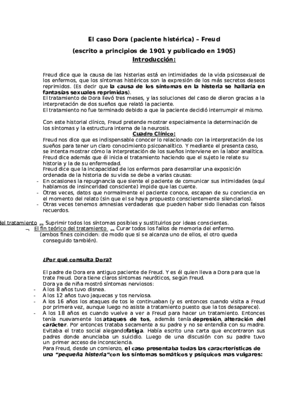 (DOC) El caso Dora (paciente histérica) – Freud