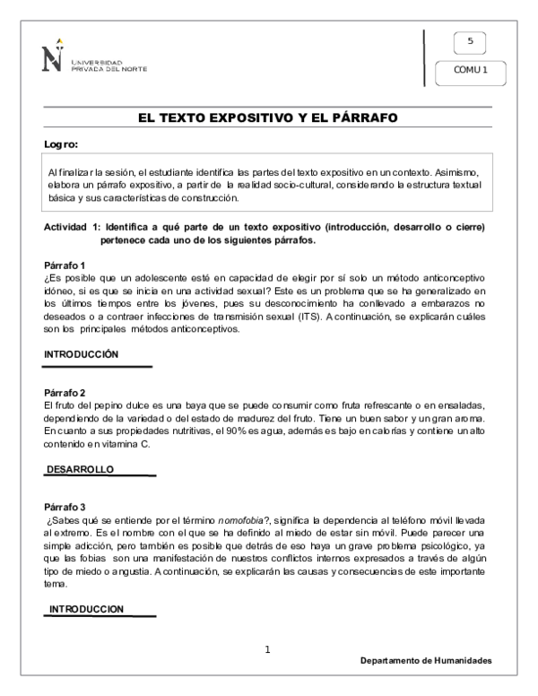 (DOC) EL TEXTO EXPOSITIVO Y EL PÁRRAFO