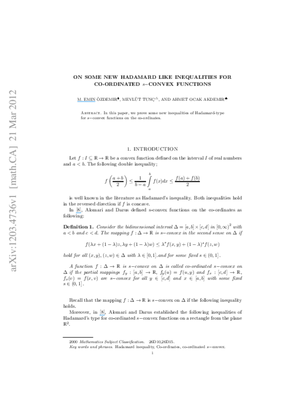 (PDF) On some new Hadamard-like inequalities for coordinated s-convex functions