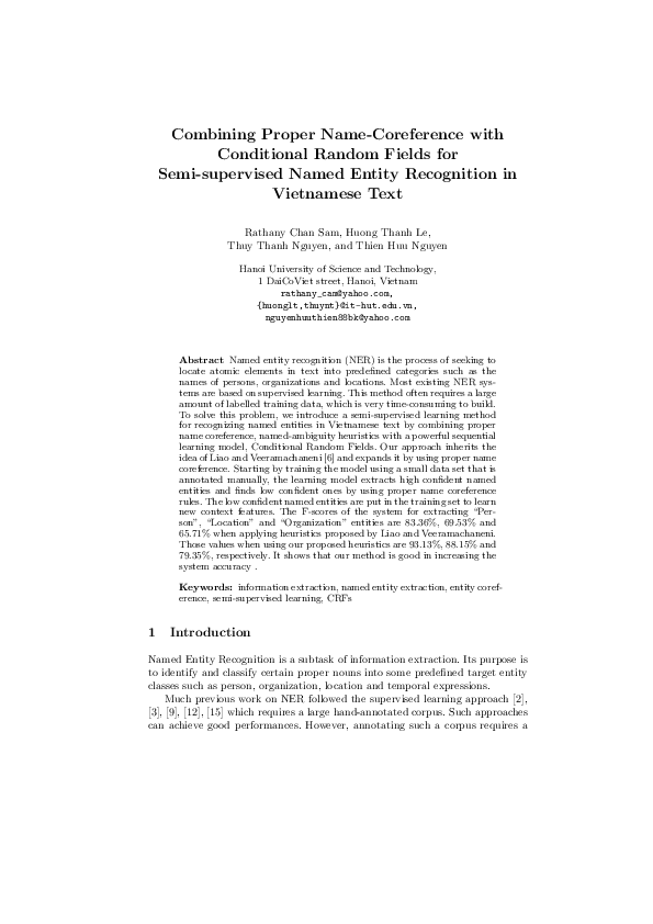 (PDF) Combining Proper Name-Coreference with Conditional Random Fields for Semi-supervised Named ...