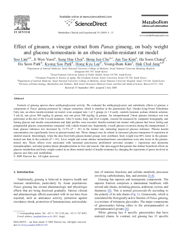 (PDF) Effect of ginsam, a vinegar extract from Panax ginseng, on body ...