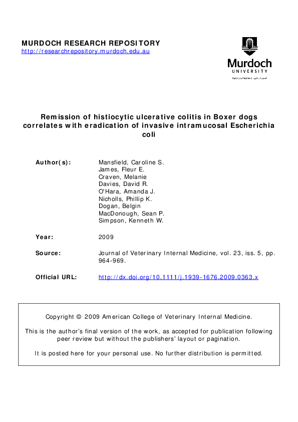 (PDF) Remission of Histiocytic Ulcerative Colitis in Boxer Dogs ...