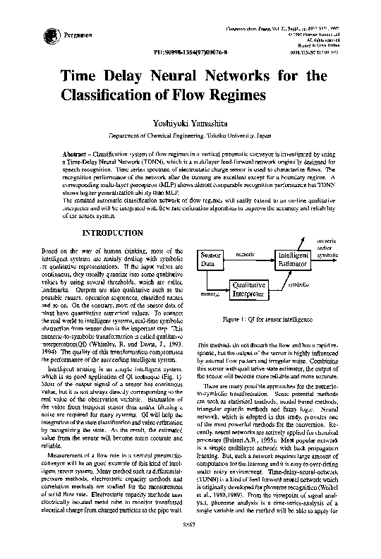 (PDF) Time delay neural networks for the classification of flow regimes