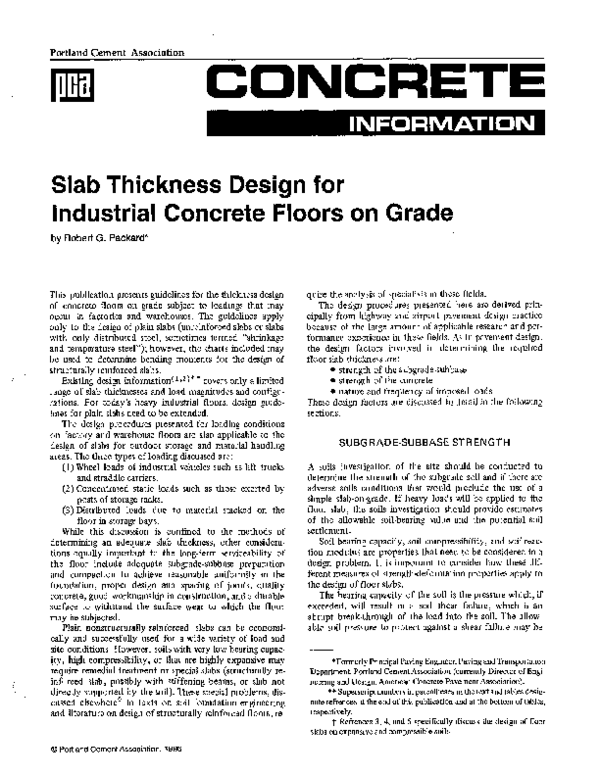 (PDF) Slab Thickness Design for Industrial Concrete Floors on Grade