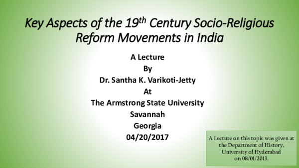 (PDF) Key Aspects of the 19 th Century Socio-Religious Reform Movements ...