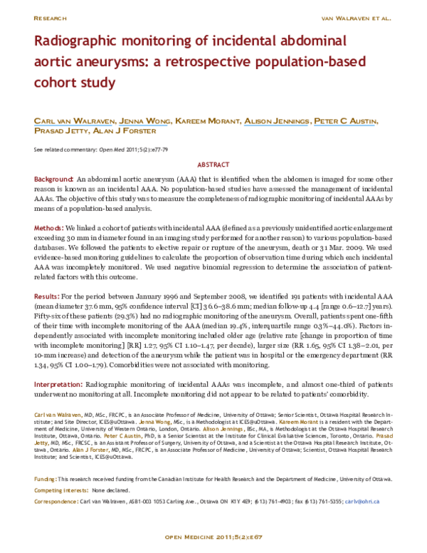 (PDF) Incomplete Monitoring of Incidental AAAs