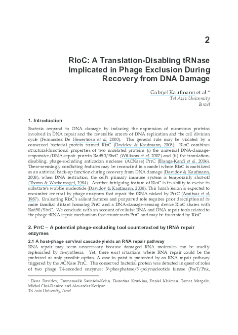 (PDF) RloC: A Translation-Disabling tRNase Implicated in Phage ...