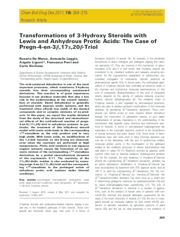(PDF) Transformations of 3-Hydroxy Steroids with Lewis and Anhydrous ...