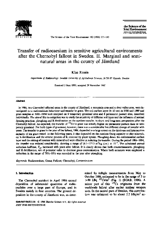 (PDF) 1996 TRANSFER OF RADIOCAESIUM IN SENSITIVE AGRICULTURAL ...