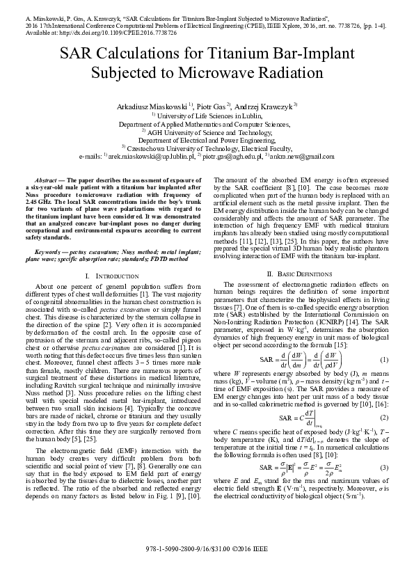 (PDF) SAR Calculations for Titanium Bar-Implant Subjected to Microwave ...