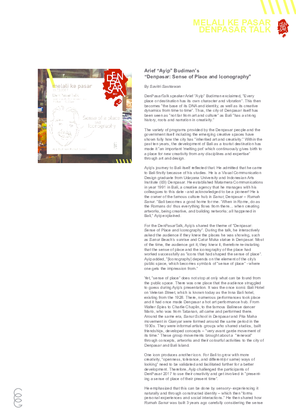 (PDF) Arief " Ayip " Budiman's " Denpasar: Sense of Place and Iconography