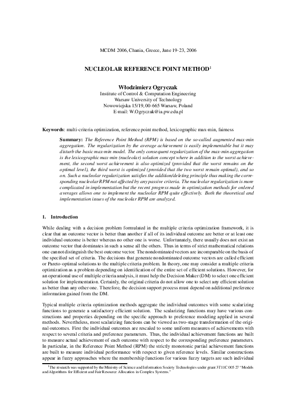 Pdf Nucleolar Reference Point Method