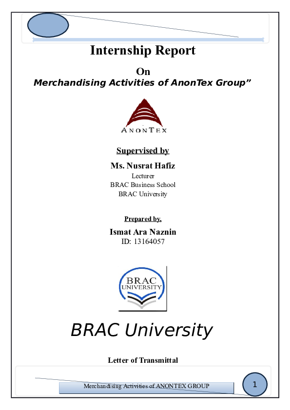 (DOC) Internship Report On Merchandising Activities of AnonTex Group ...