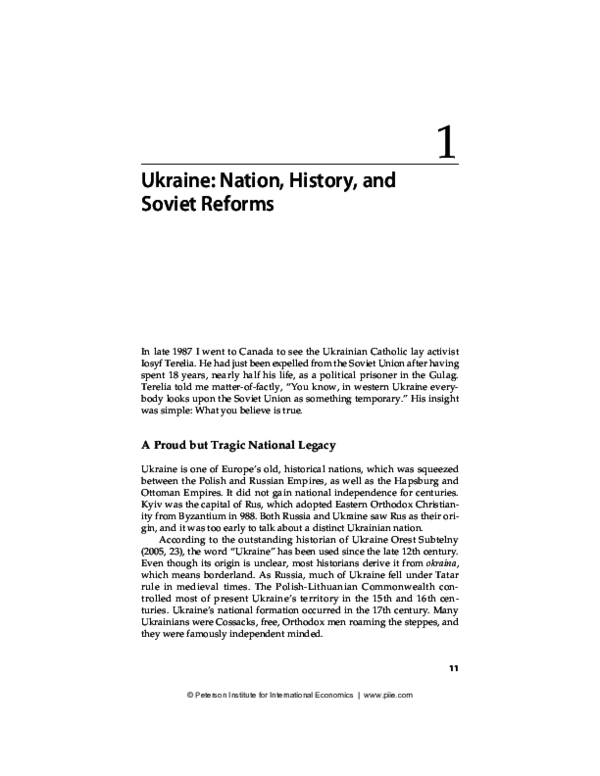 (PDF) Ukraine: Nation, History, and Soviet Reforms
