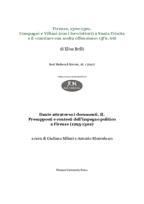 (PDF) E. Brilli, Firenze, 1300-1301. Compagni e Villani (con i loro ...