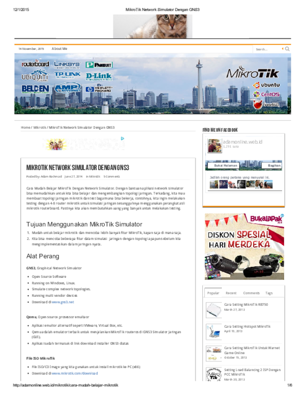 (PDF) MikroTik Network Simulator Dengan GNS3