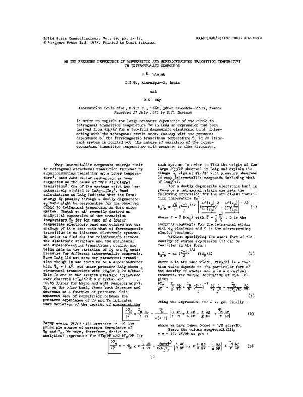 (PDF) On the pressure dependence of martensitic and superconducting transition temperature in ...