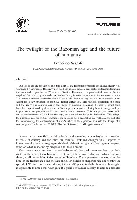 (PDF) The twilight of the Baconian age and the future of humanity