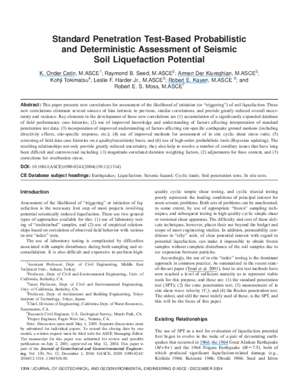 (PDF) Cptu and SPT Field Tests for Soil Liquefaction and Settlement ...