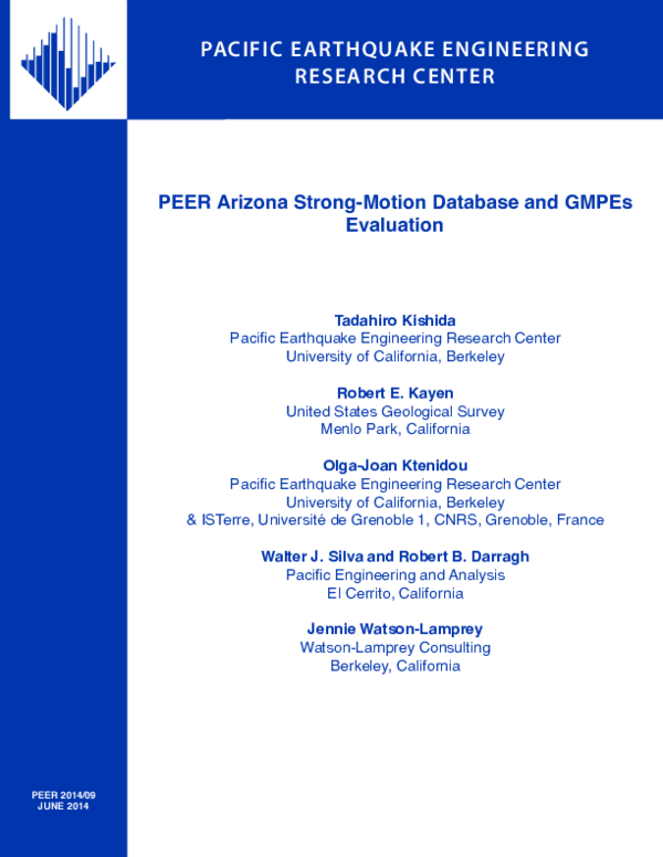 (PDF) PEER Arizona Strong-Motion Database and GMPEs Evaluation