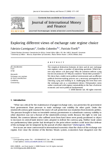 (PDF) Exploring different views of exchange rate regime choice