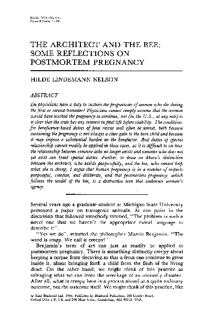 (PDF) The Architect and the Bee: Some Reflections on Postmortem Pregnancy