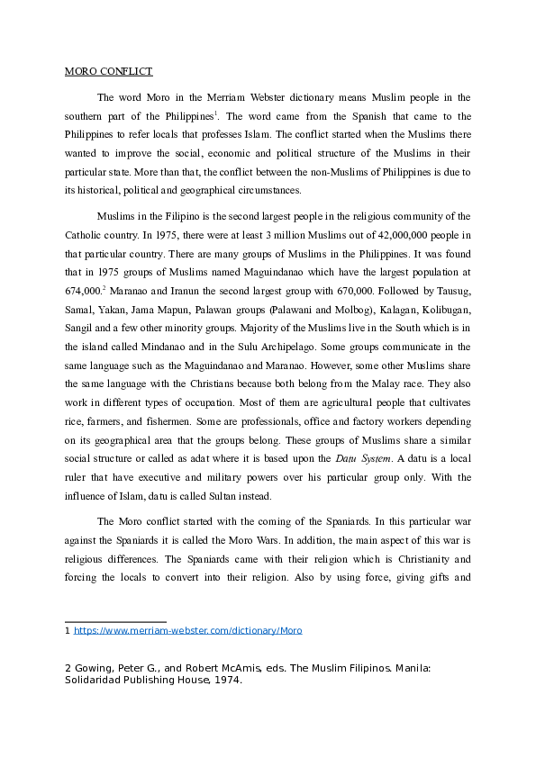 MORO CONFLICT