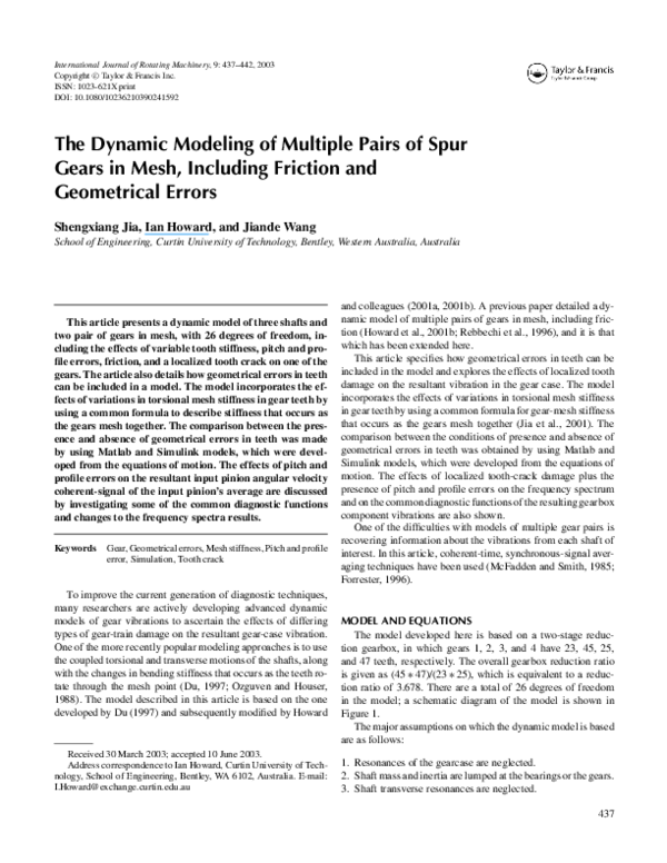 (PDF) Study of transient phenomena and response spectra in spur gear ...