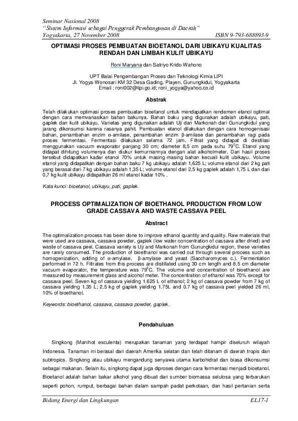 Pdf Process Optimization Of Bioethanol Production From Low Grade
