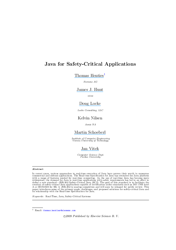 (PDF) Java for safety-critical applications | Jan Vitek, Kelvin Nilsen ...