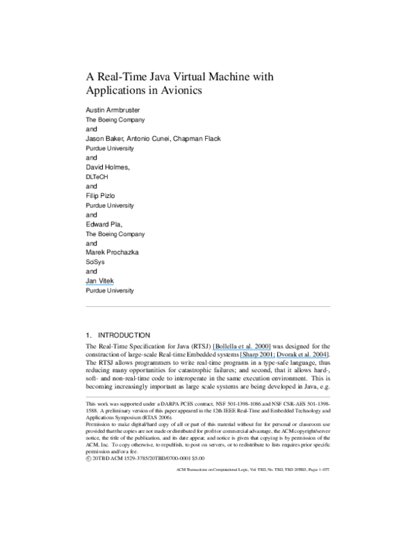 (PDF) A real-time Java virtual machine with applications in avionics