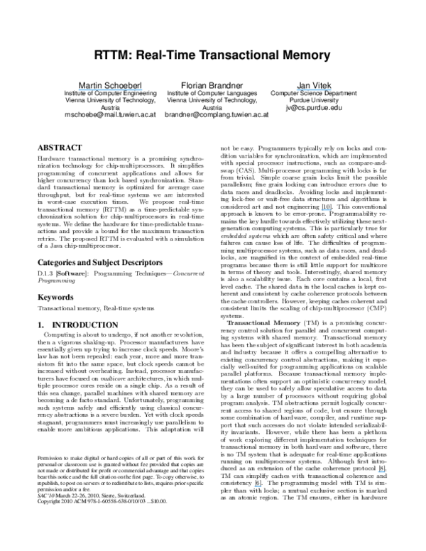 (PDF) RTTM (real-time transactional memory)