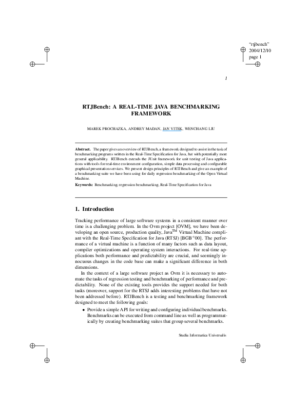 (PDF) RTJBench: A Real-Time Java Benchmarking Framework