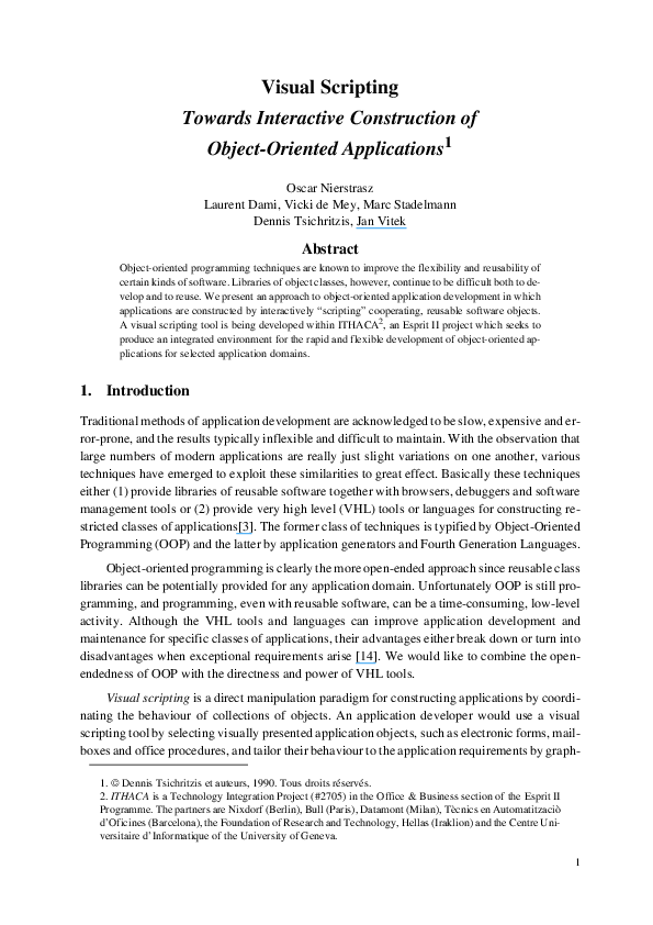 Pdf Visual Scripting Towards Interactive Construction Of Object Oriented Applications