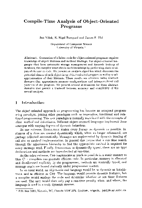 (PDF) Compile-time analysis of object-oriented programs