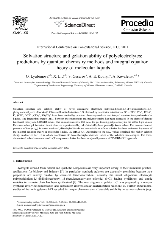 (PDF) Solvation structure and gelation ability of polyelectrolytes ...